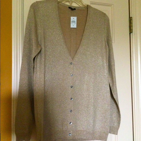Ann Taylor | Sweaters | Ann Taylor Metallic Gold Cardigan | Poshmark